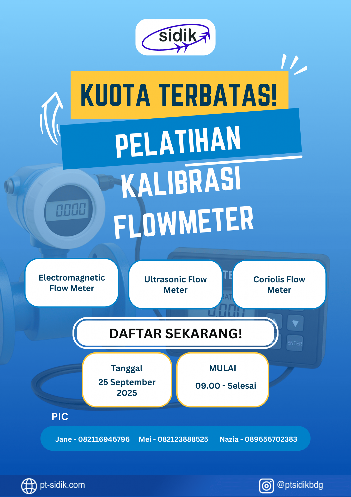 Pelatihan Kalibrasi Flowmeter di Bandung – PT SIDIK – PT SIDIK